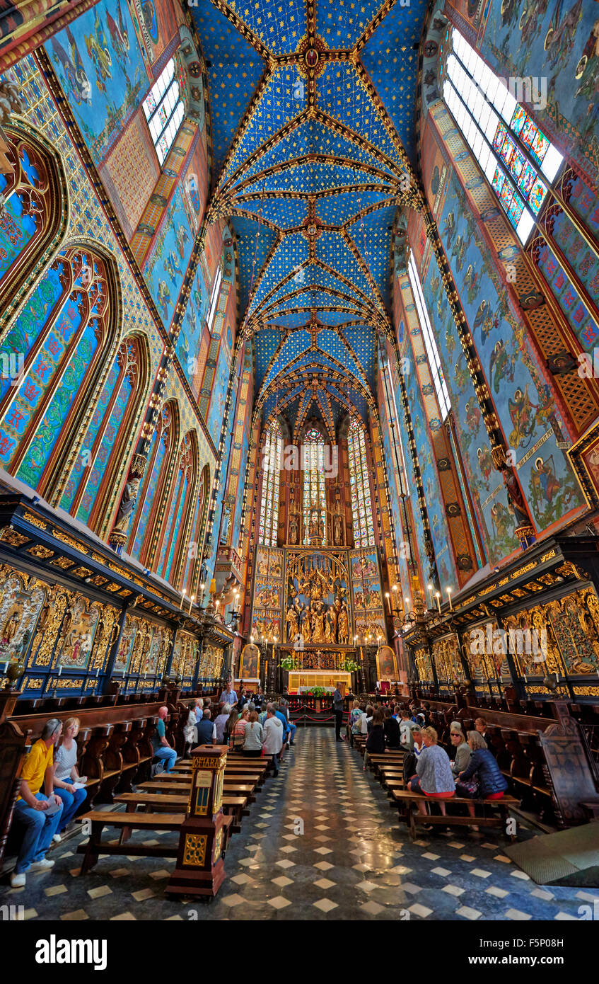 Interior shot with rich decoration of Church of Our Lady Assumed into ...