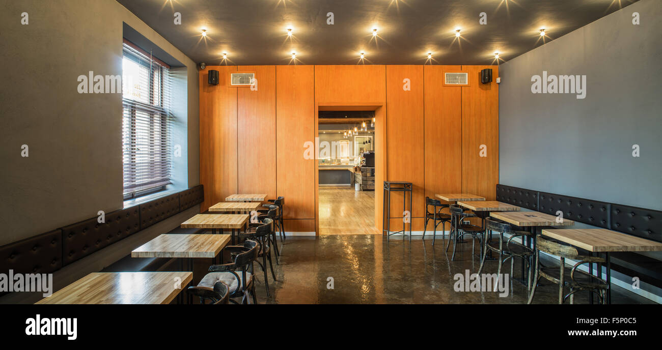 Interior of restaurant. Wooden design. Beautiful architecture building ...