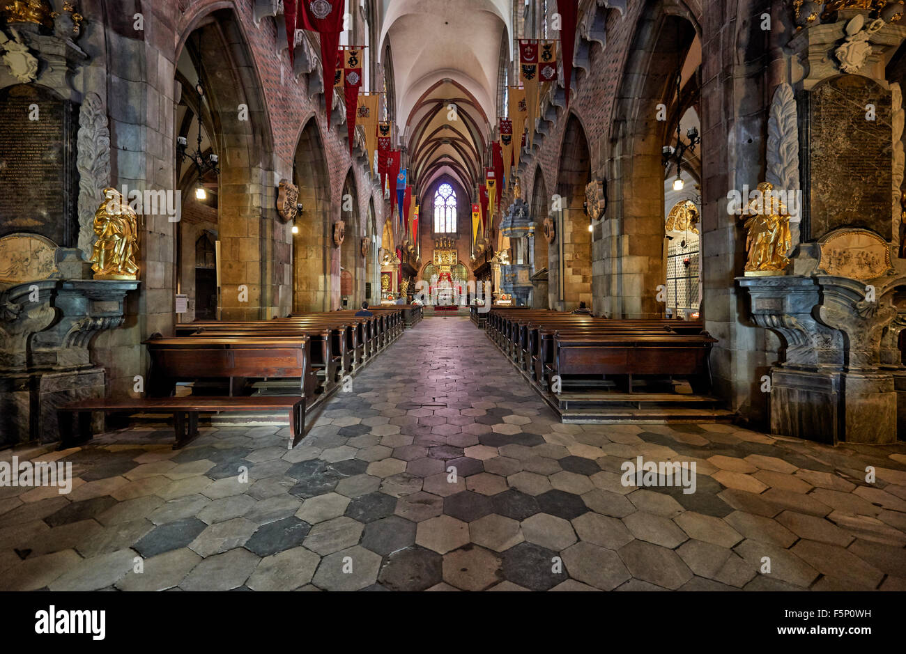 interior shot of Cathedral of St. John the Baptist or Wroclaw Cathedral ...