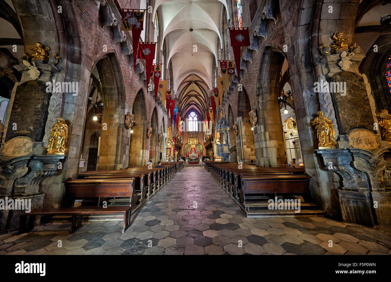 interior shot of Cathedral of St. John the Baptist or Wroclaw Cathedral ...
