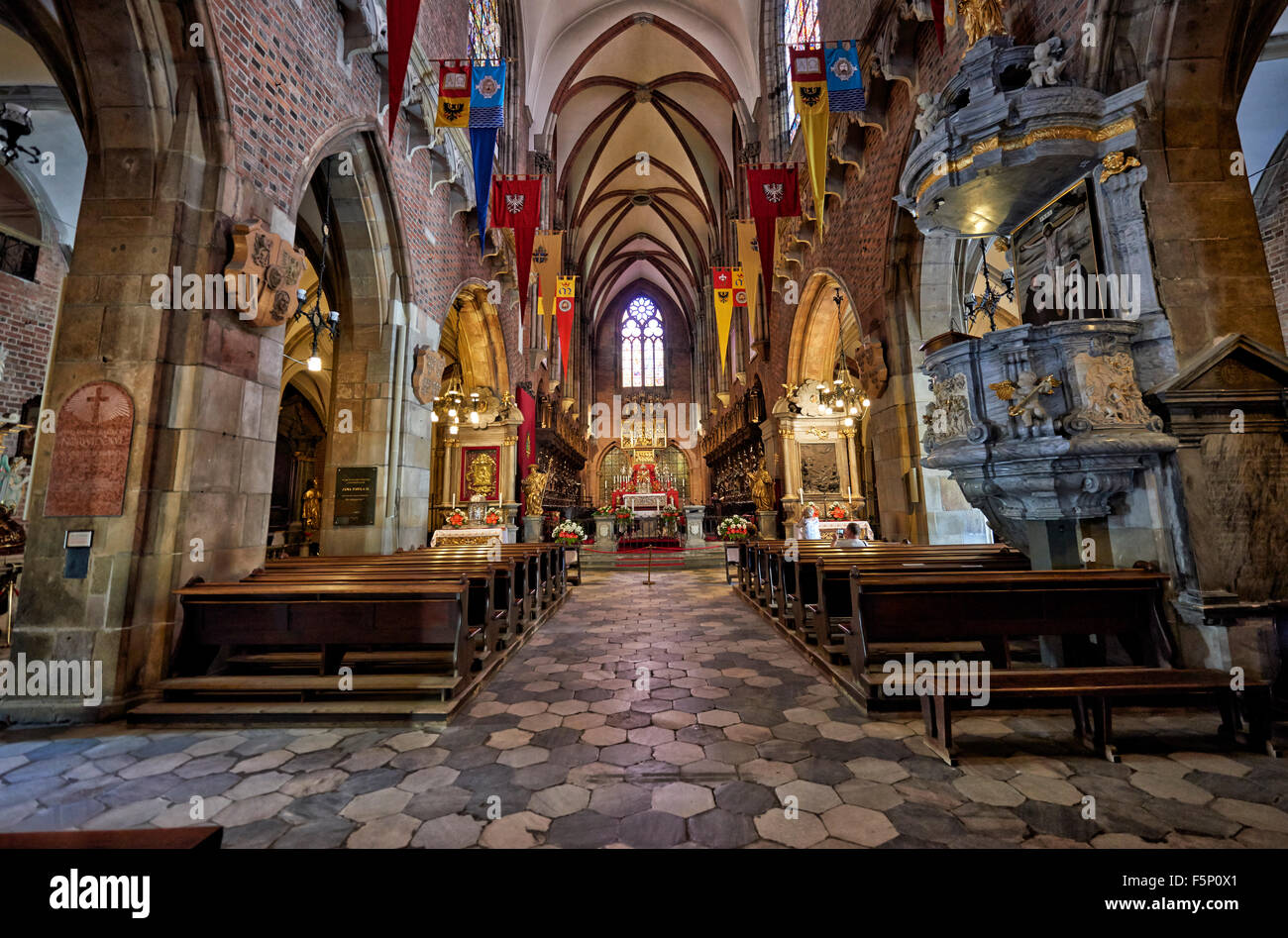 interior shot of Cathedral of St. John the Baptist or Wroclaw Cathedral ...