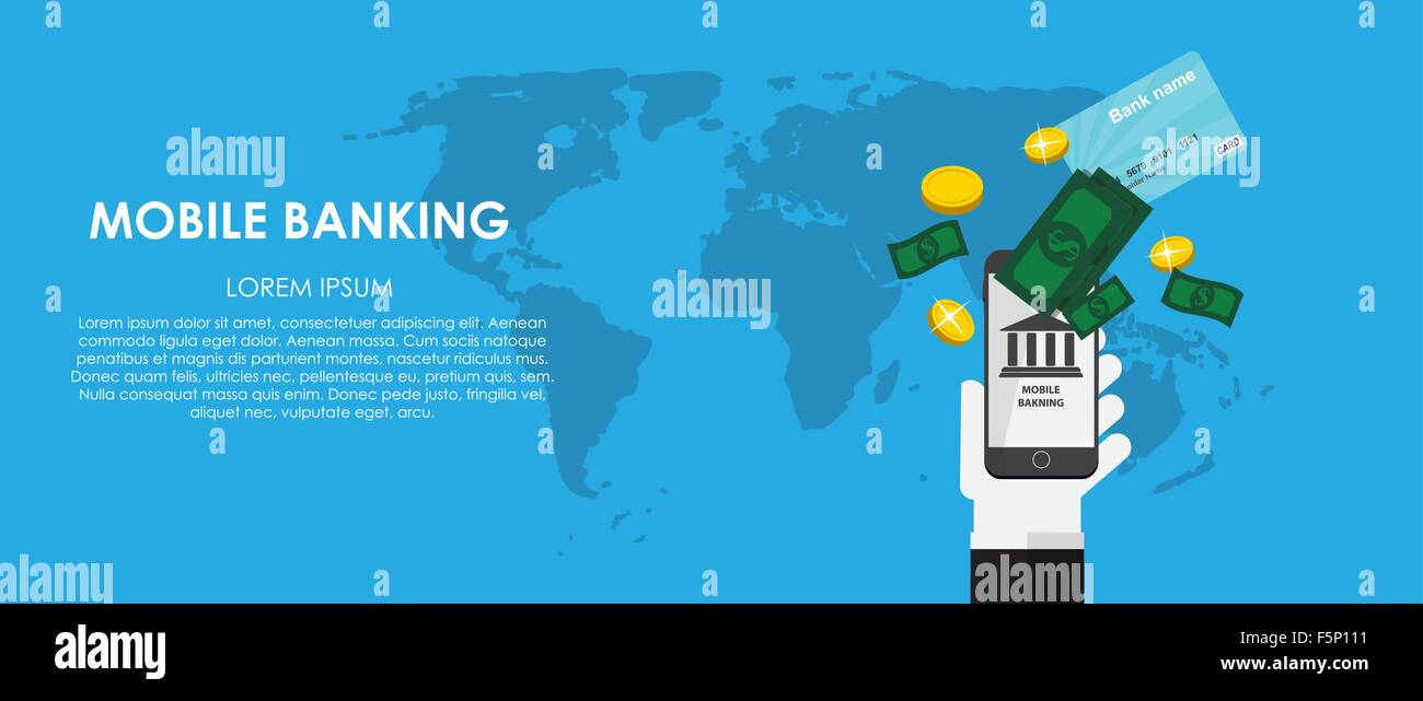 Mobile Banking Vector illustration. Flat computing background Stock ...