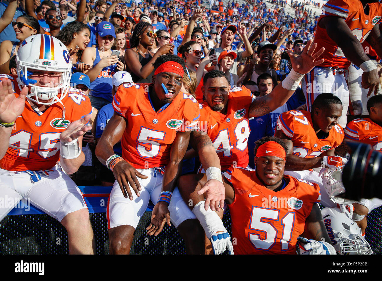 Gainesville, Florida, USA. 7th Nov, 2015. The Florida Gators celebrate ...
