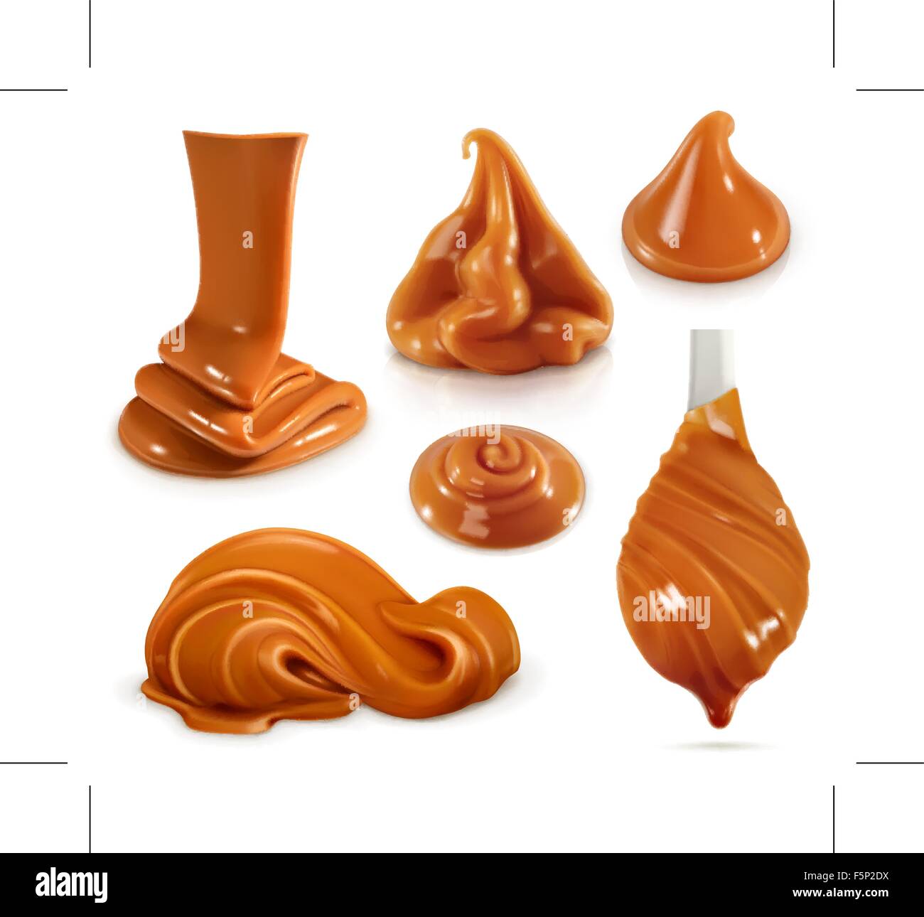 Sweet caramel, set realistic vector illustration Stock Vector Image ...