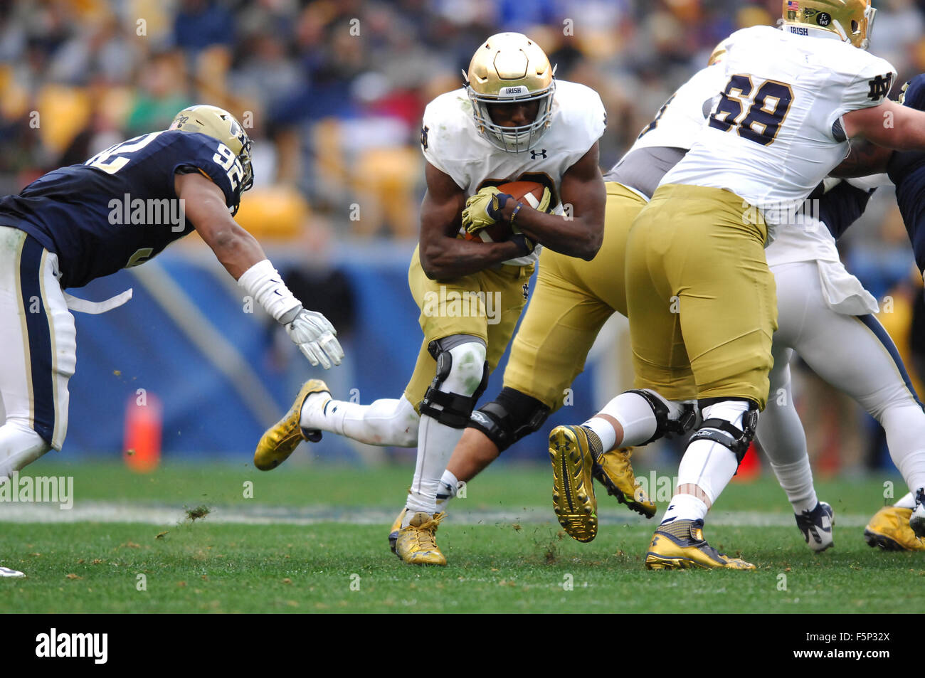 Pittsburgh, PA, USA. 7th Nov, 2015. Josh Adams #33 during the Notre ...