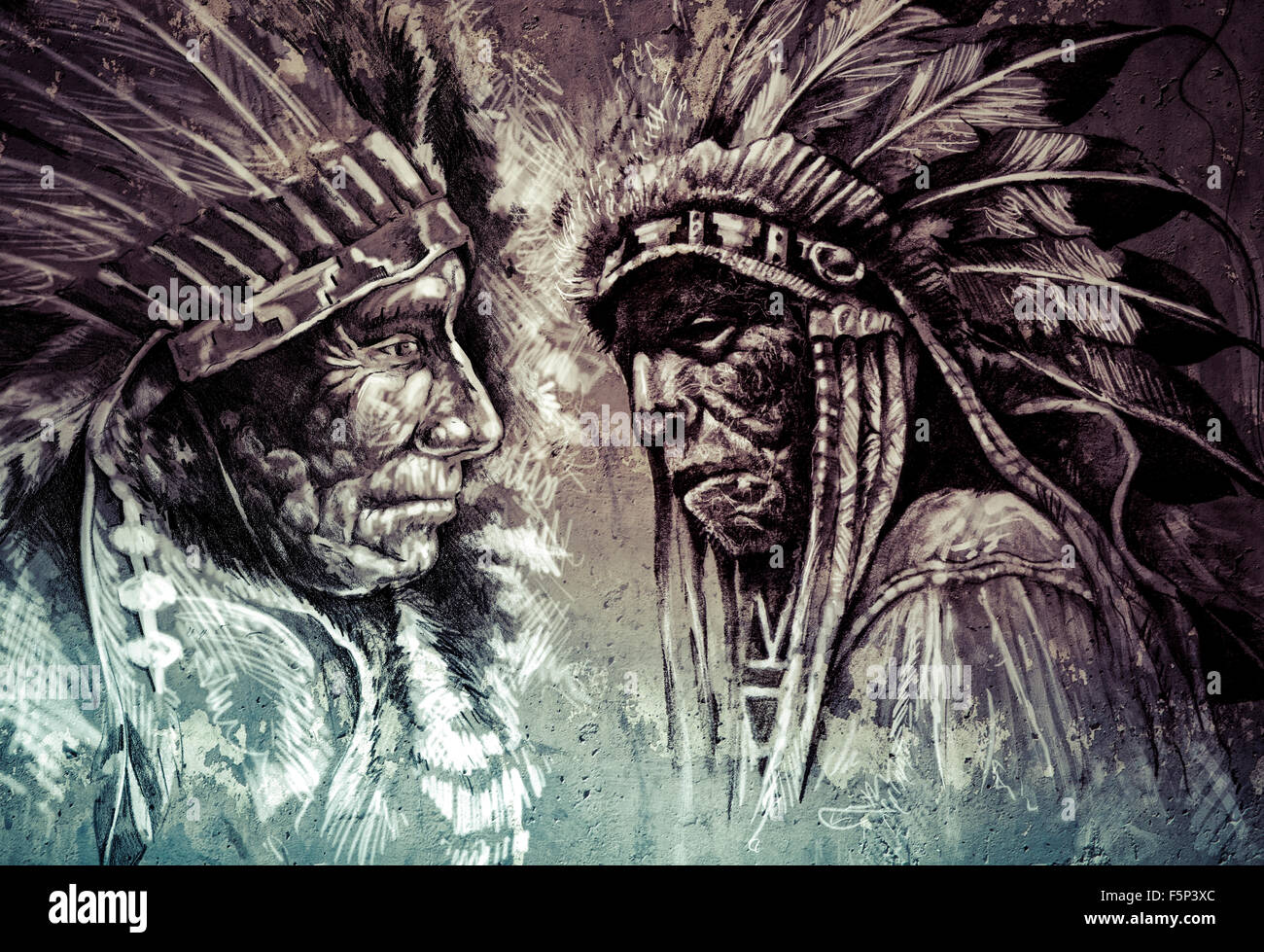 Native american indian head, chief, retro style Stock Photo - Alamy