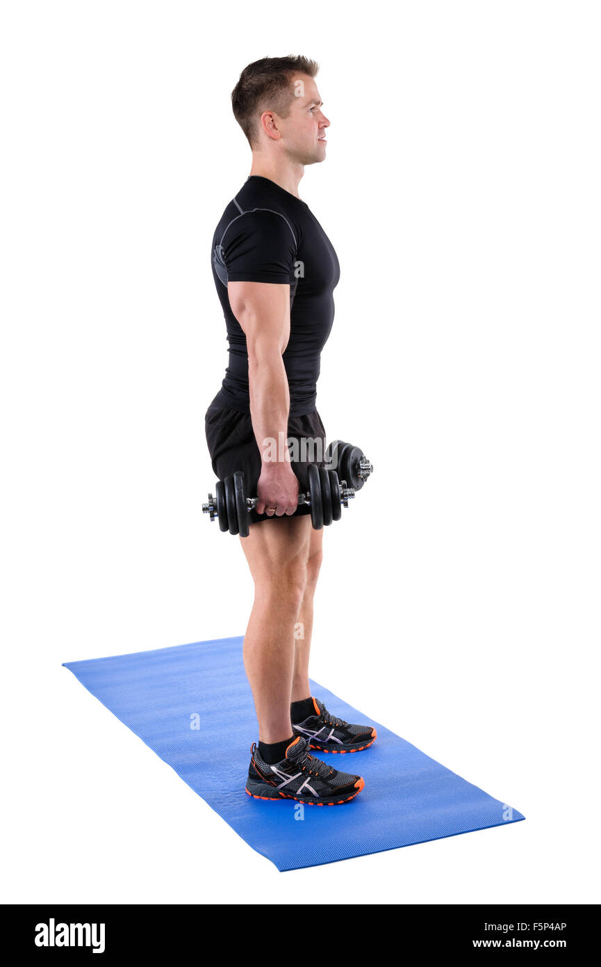 Standing Dumbbell Calf Raise or Squats workout Stock Photo - Alamy