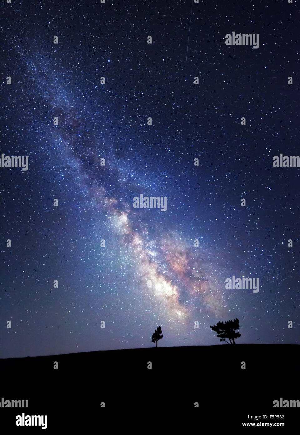 Milky Way. Beautiful night landscape. Sky with stars. Background Stock ...