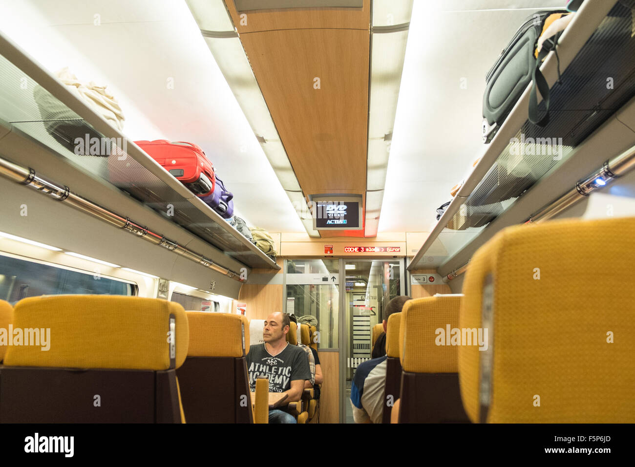 Inside TGV fast express high speed train from Barcelona Sants train ...
