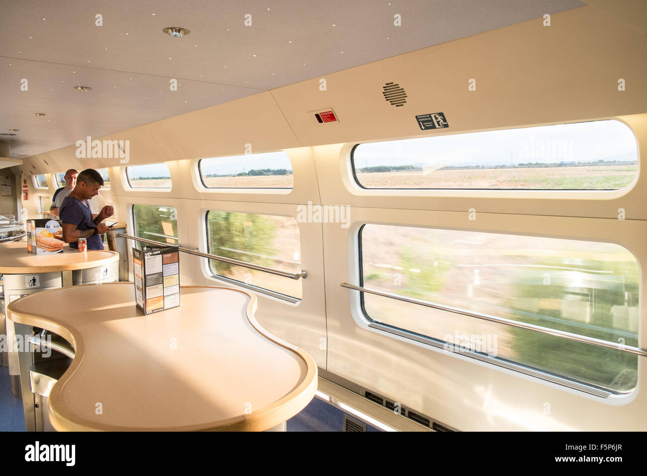 Inside TGV fast express high speed train from Barcelona Sants train ...