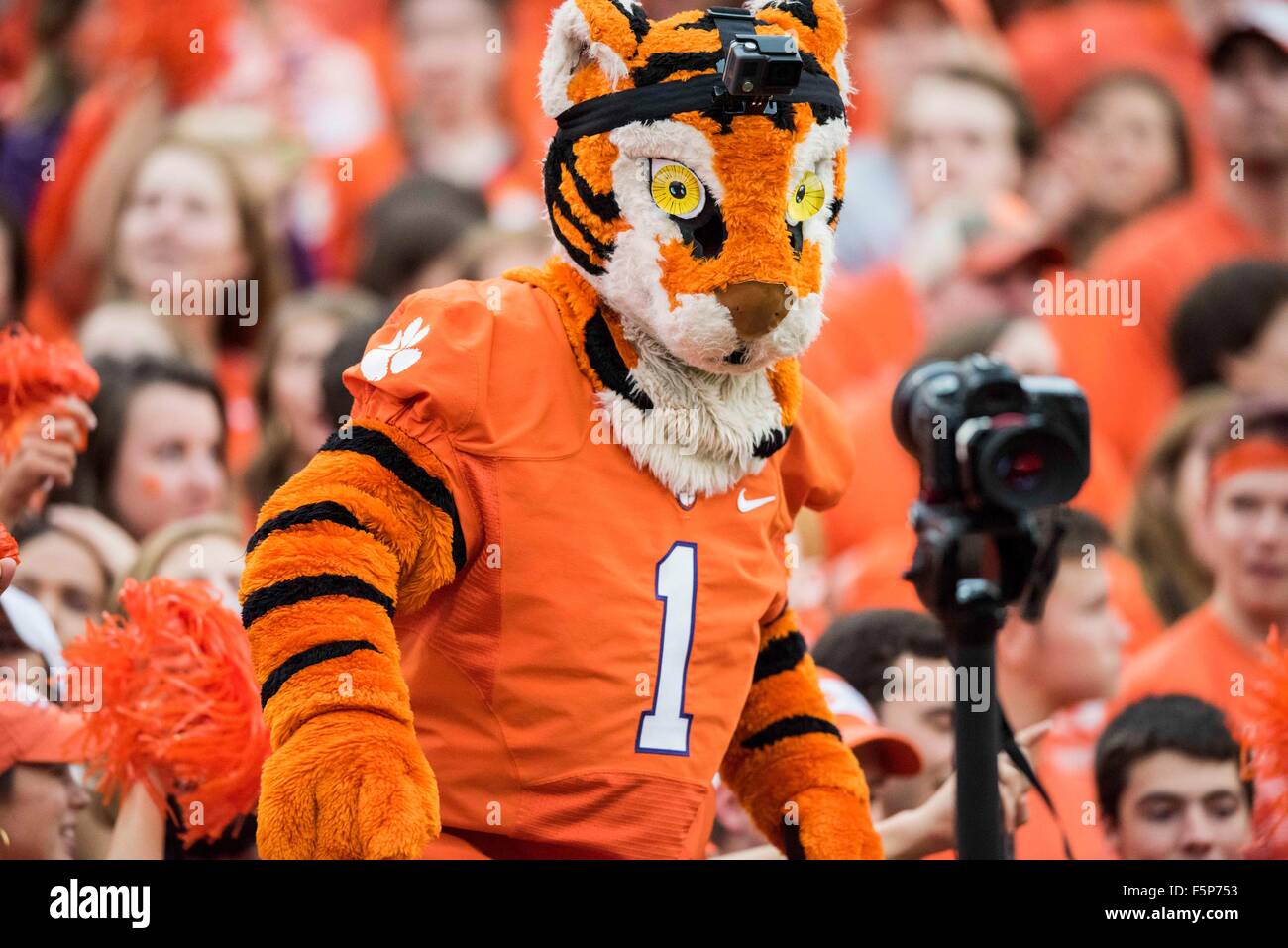 The Clemson Tigers mascot during the NCAA college football game between ...