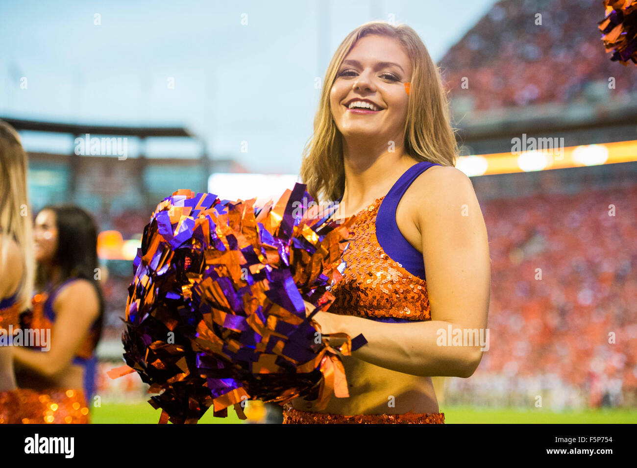 A Clemson Rally Cat cheerleader during the NCAA college football game ...