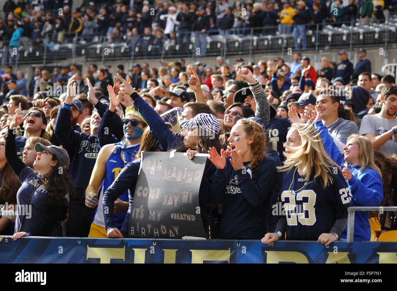 Pittsburgh, PA, USA. 7th Nov, 2015. Pitt fans during the Notre Dame vs ...