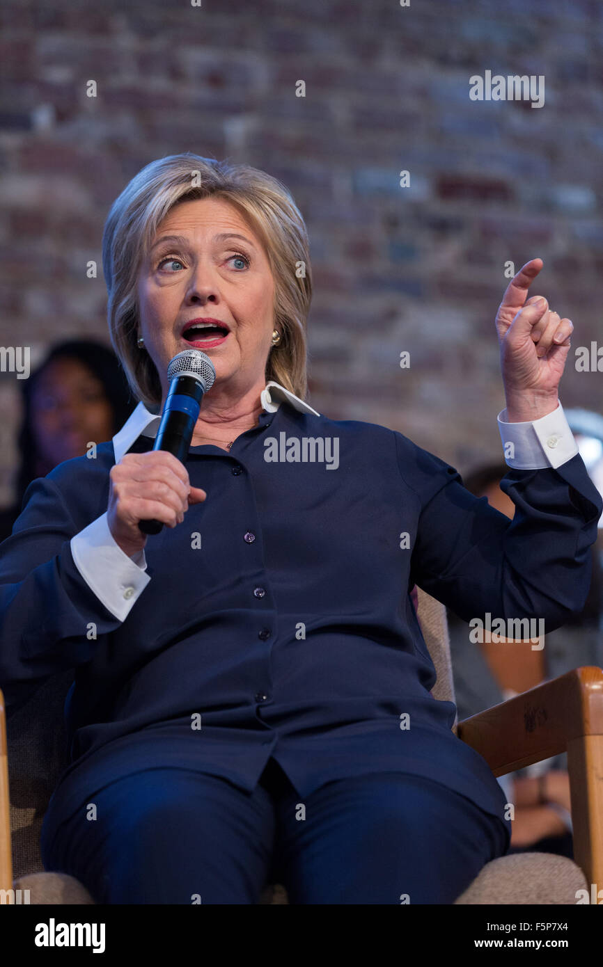 Democratic presidential candidate Hillary Rodham Clinton answers an ...