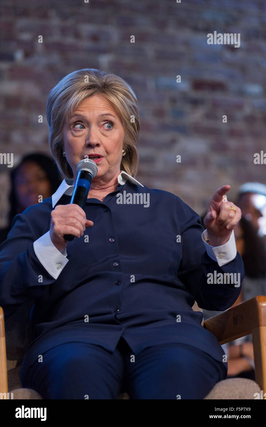 Democratic presidential candidate Hillary Rodham Clinton answers an ...