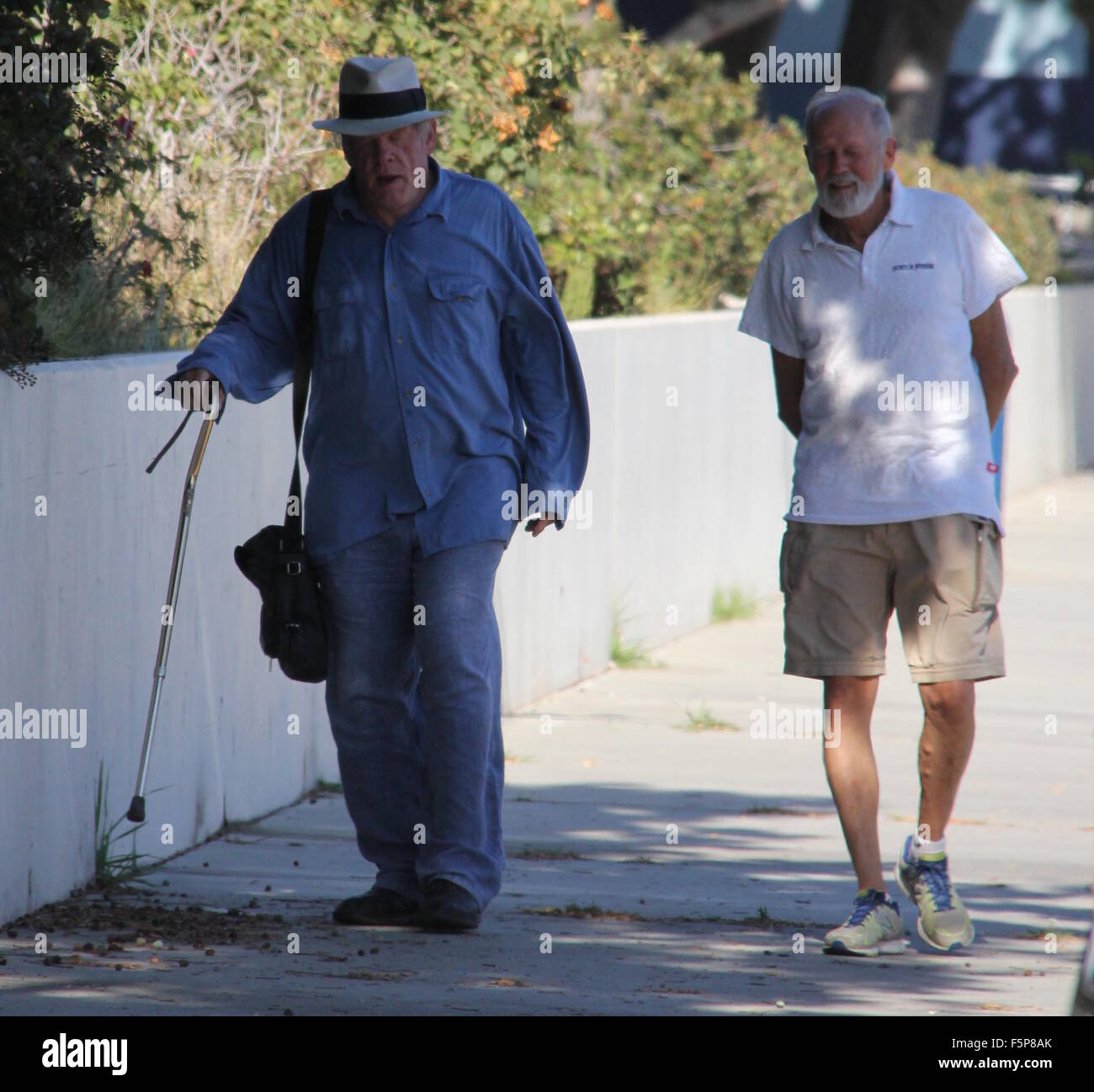 Nick Nolte walking with the aid of a walking stick while out and about ...