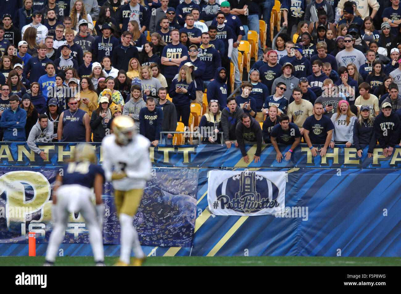 Pittsburgh, PA, USA. 7th Nov, 2015. Pitt fans during the Notre Dame vs ...
