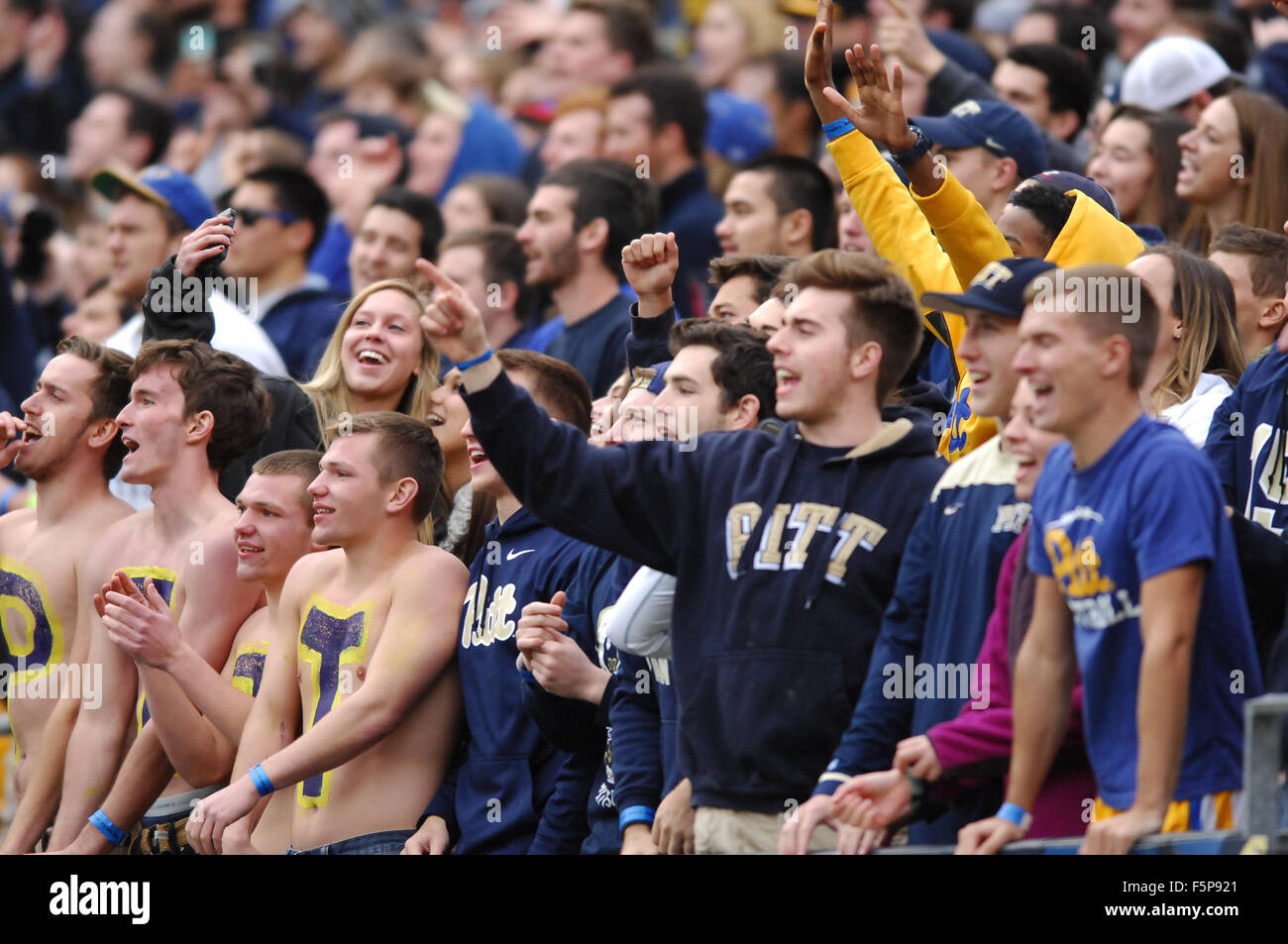 Pittsburgh, PA, USA. 7th Nov, 2015. Pitt fans during the Notre Dame vs ...