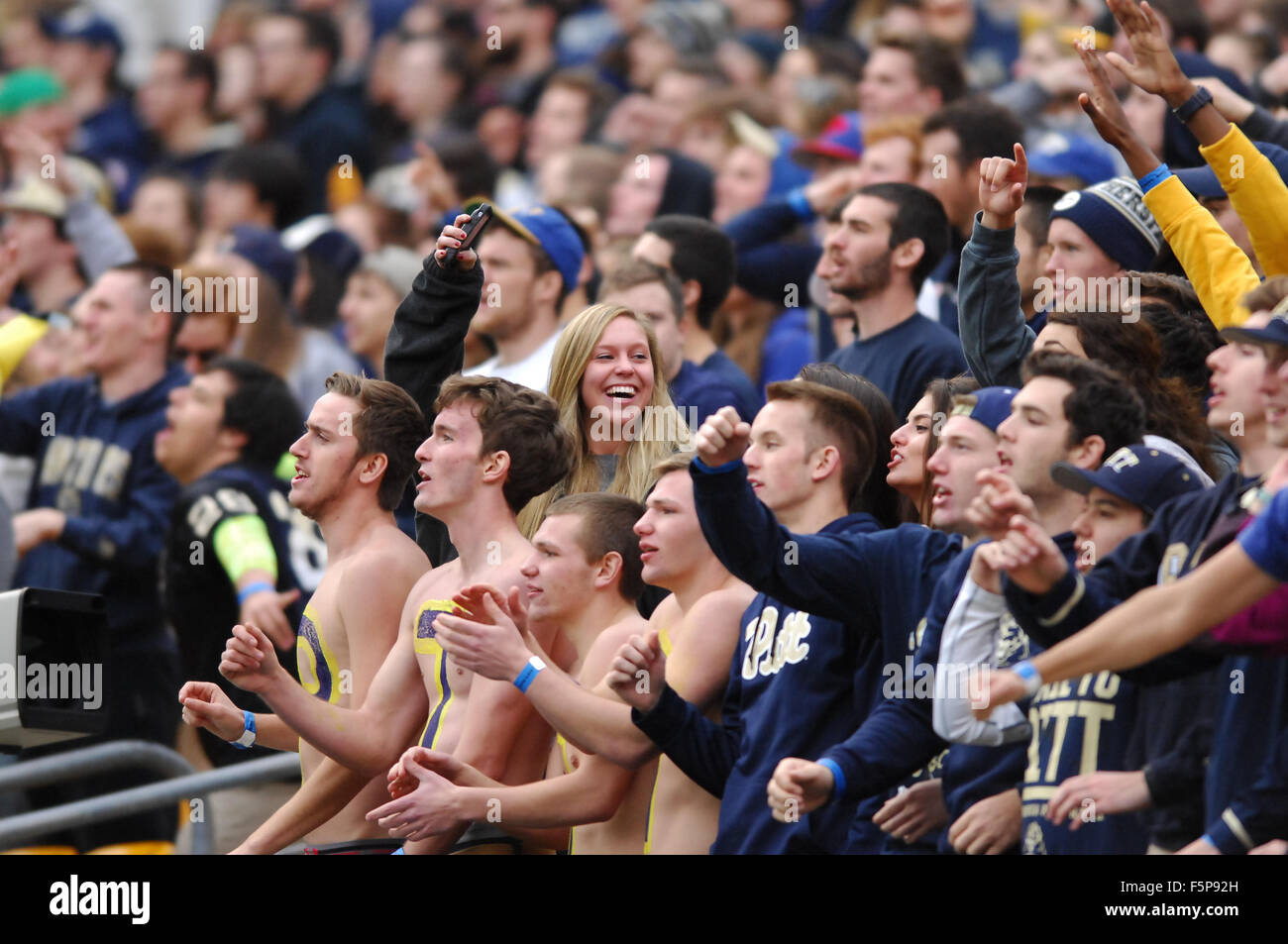 Pittsburgh, PA, USA. 7th Nov, 2015. Pitt fans during the Notre Dame vs ...