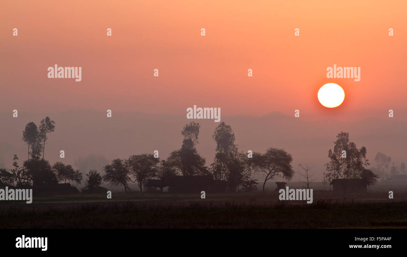Sunset in Badiya lake, nature reserve of Nepal Stock Photo - Alamy