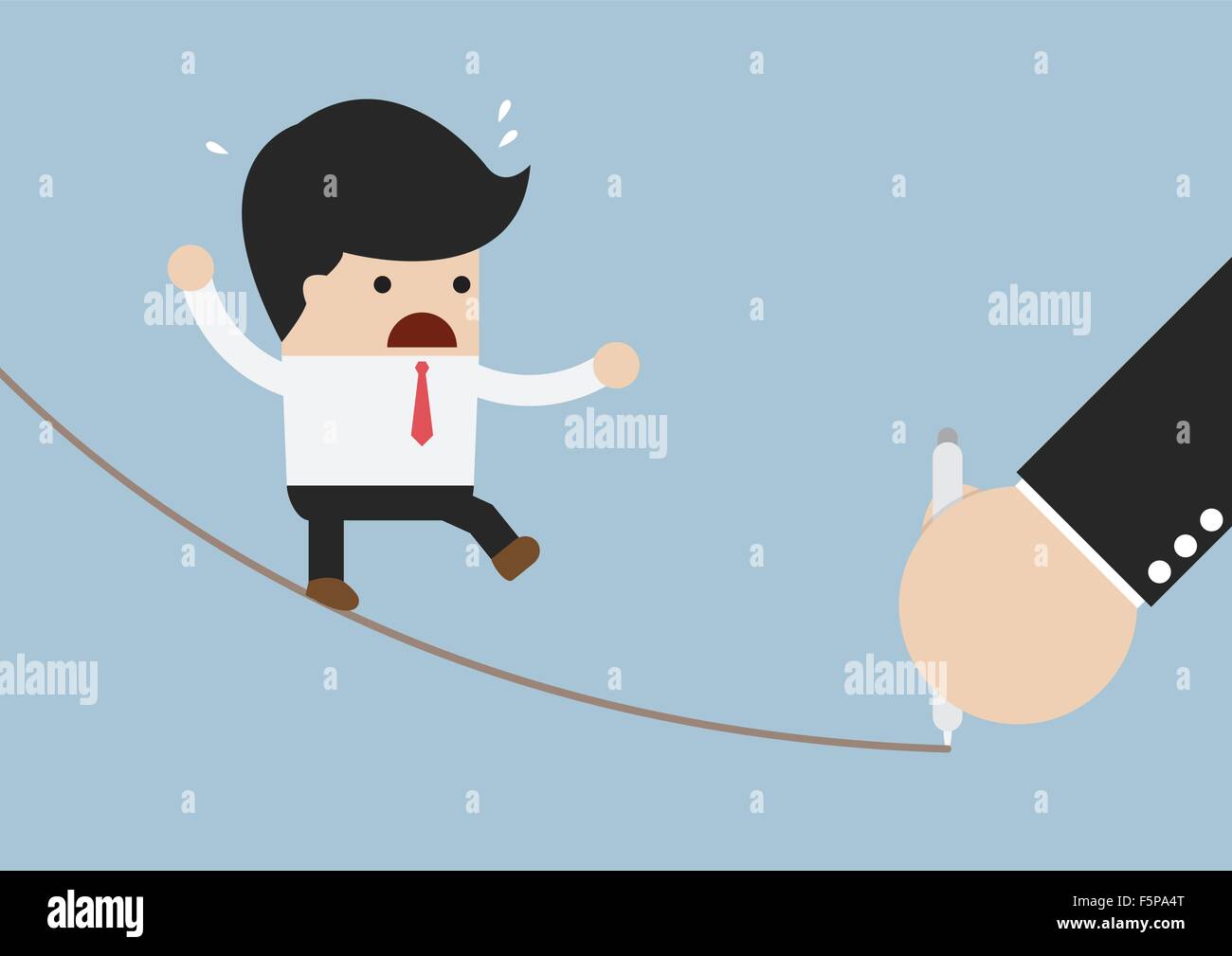 Cartoon drawing man walking tightrope hi-res stock photography and ...