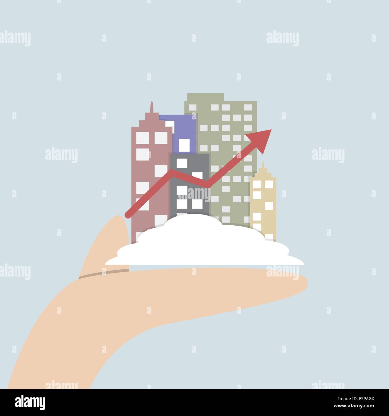 Growth city in human hand, VECTOR, EPS10 Stock Vector Image & Art - Alamy