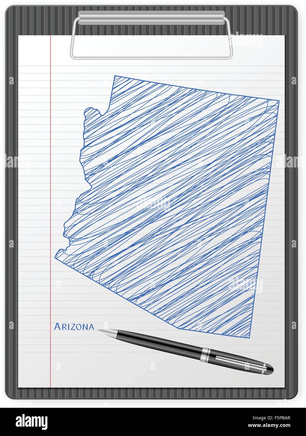 Clipboard with drawing Arizona map. Vector illustration Stock Vector ...