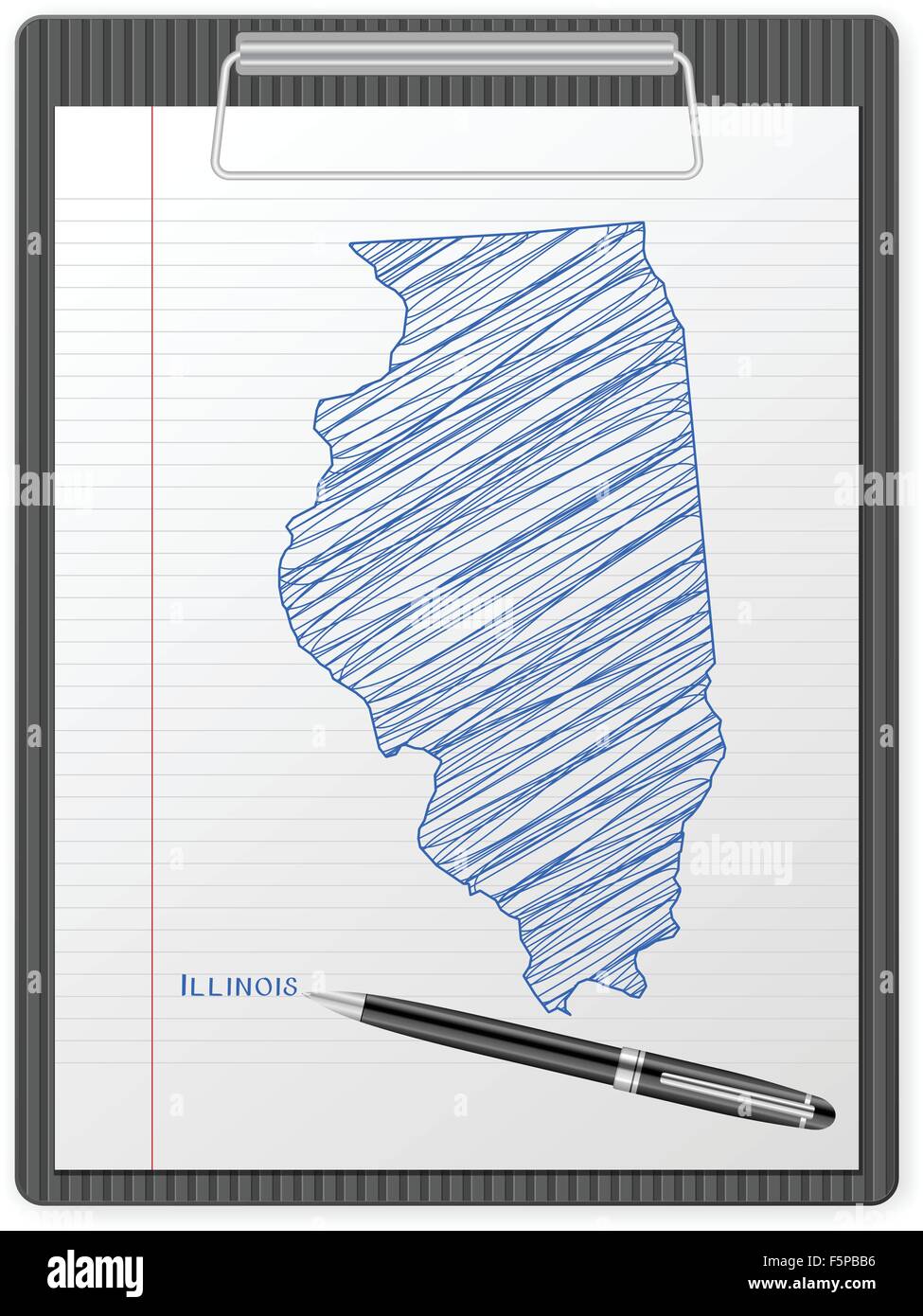 Clipboard with drawing Illinois map. Vector illustration Stock Vector ...