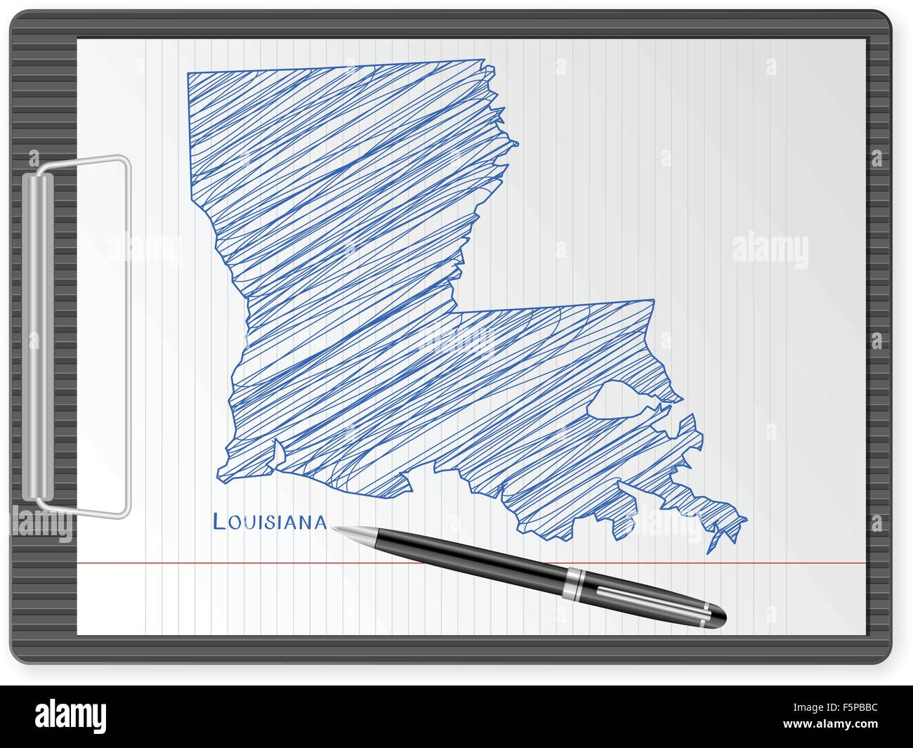 Clipboard with drawing Louisiana map. Vector illustration Stock Vector ...
