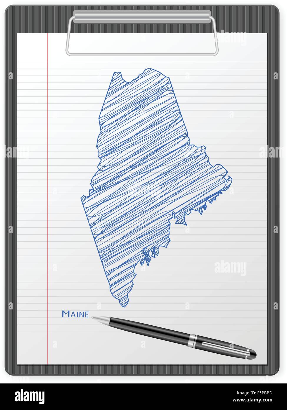 Clipboard with drawing Maine map. Vector illustration Stock Vector ...