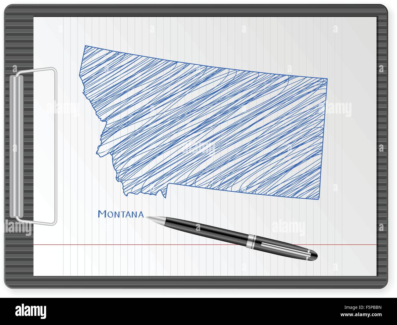 Clipboard with drawing Montana map. Vector illustration Stock Vector ...