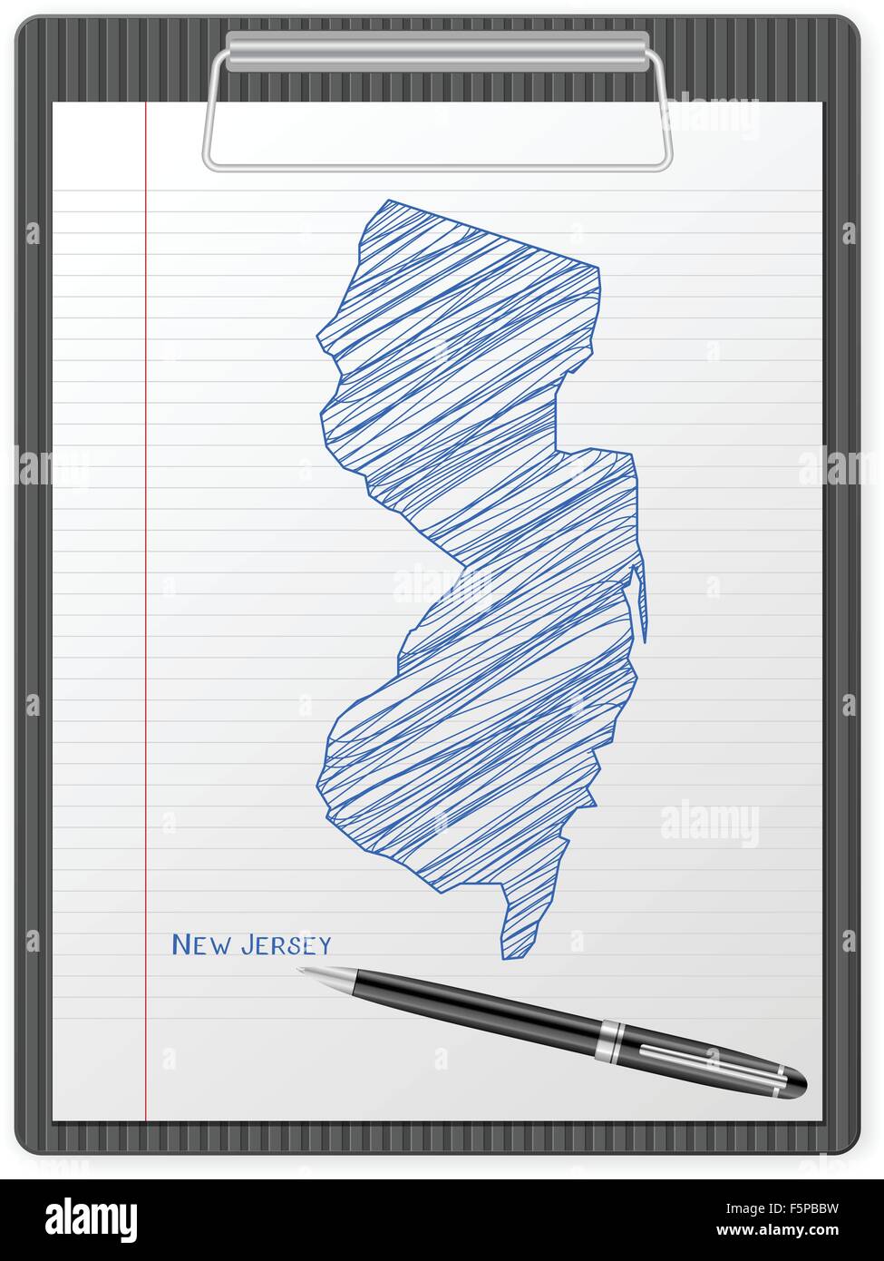 Clipboard with drawing New Jersey map. Vector illustration Stock Vector ...