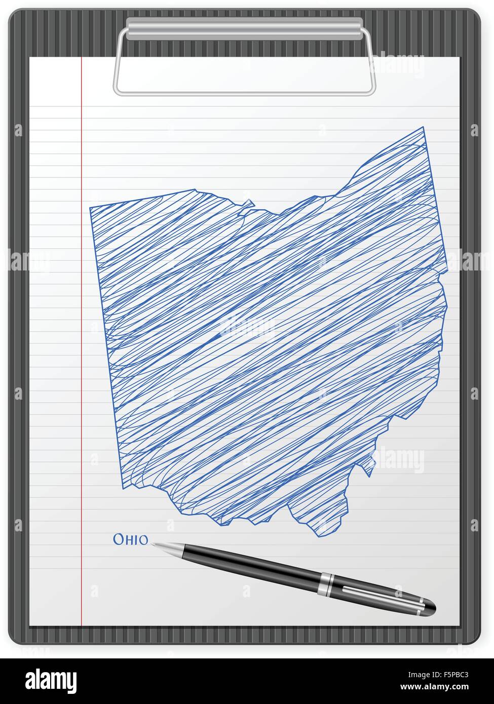 Clipboard with drawing Ohio map. Vector illustration Stock Vector Image ...
