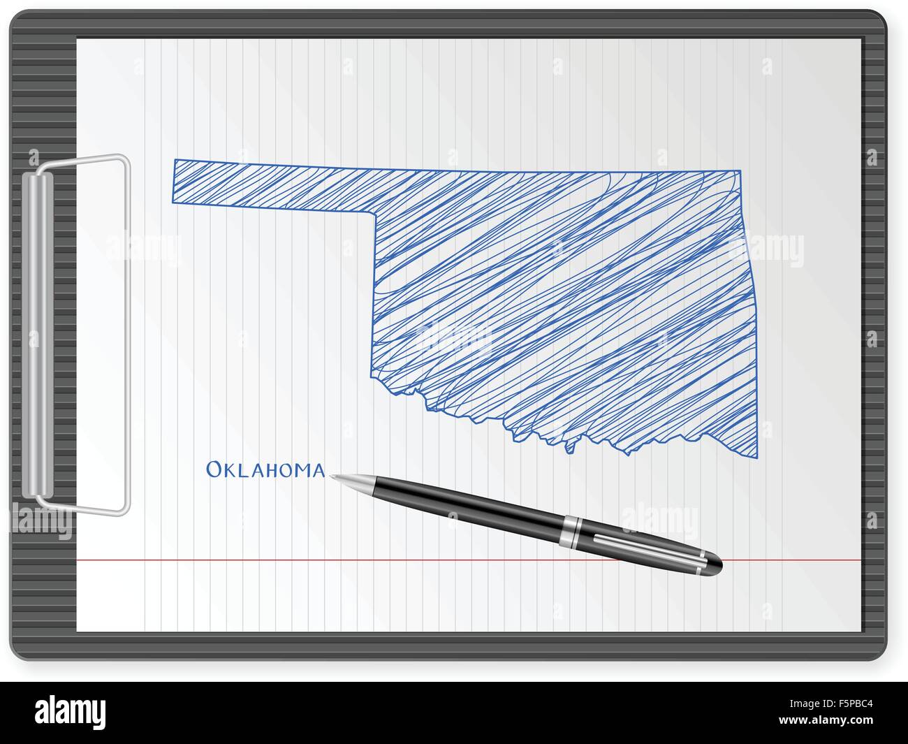 Clipboard with drawing Oklahoma map. Vector illustration Stock Vector ...
