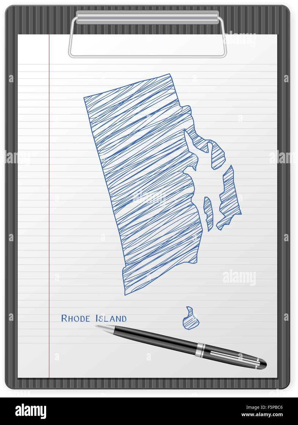Clipboard with drawing Rhode Island map. Vector illustration Stock ...