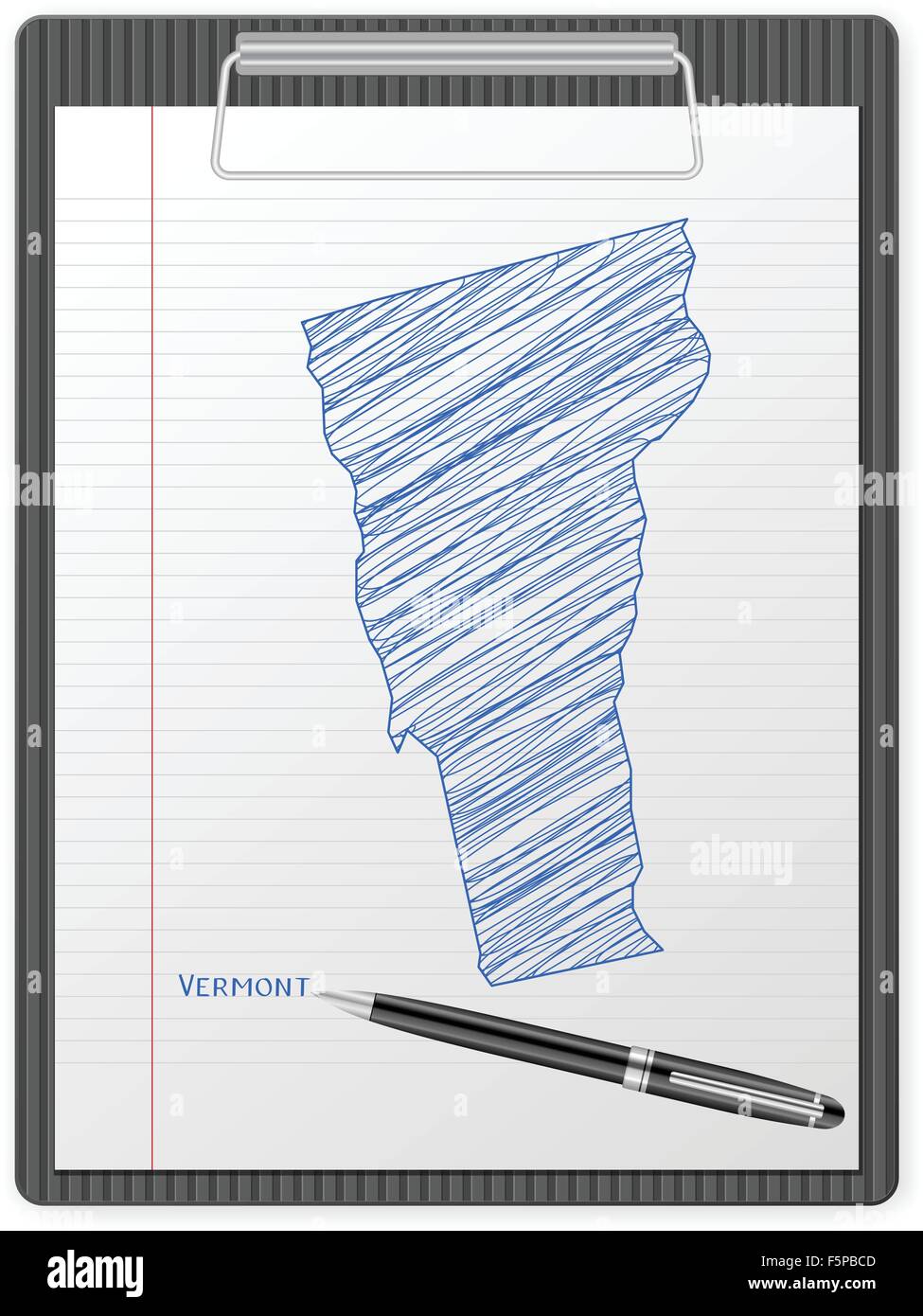 Clipboard with drawing Vermont map. Vector illustration Stock Vector ...