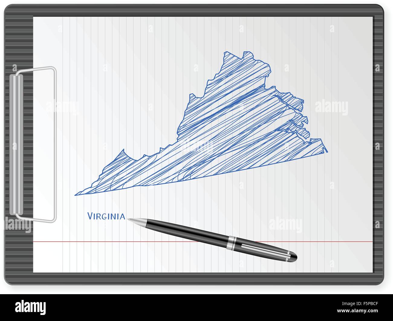 Clipboard with drawing Virginia map. Vector illustration Stock Vector ...