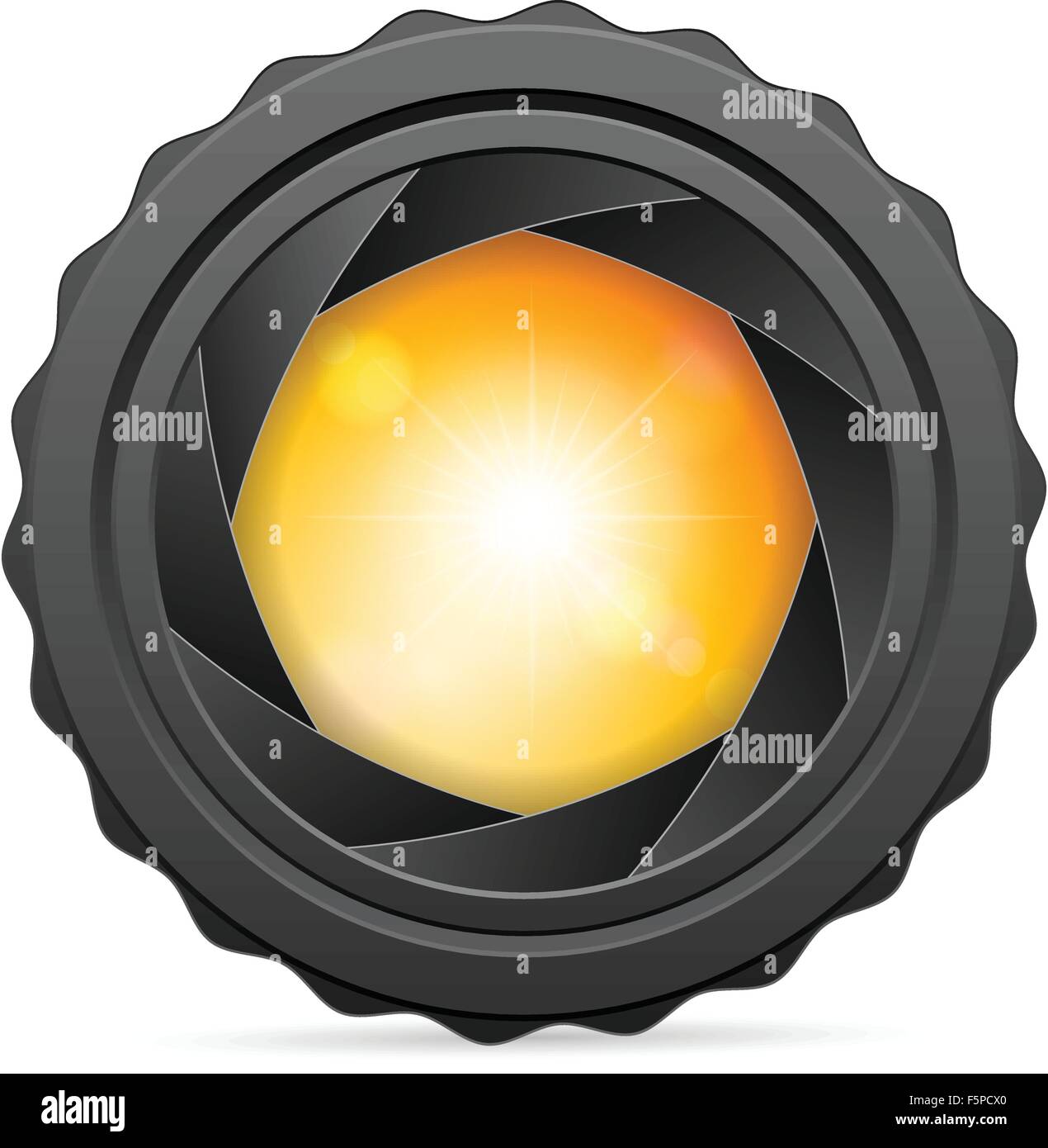 Camera shutter with sunspot on white background. Vector illustration ...