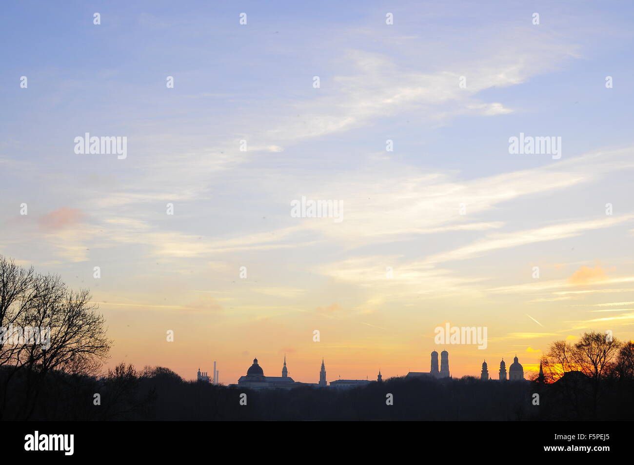 Sunset Munich, Parkview, Bavaria, Germany, Europe Stock Photo - Alamy