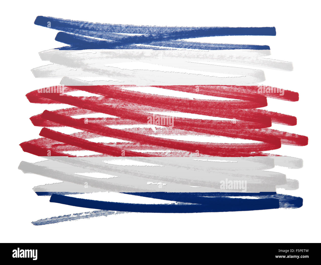 Flag illustration made with pen - Costa Rica Stock Photo - Alamy