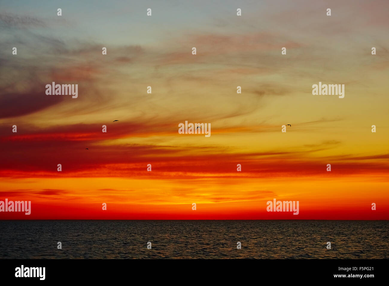 Sunset over the ocean Stock Photo - Alamy