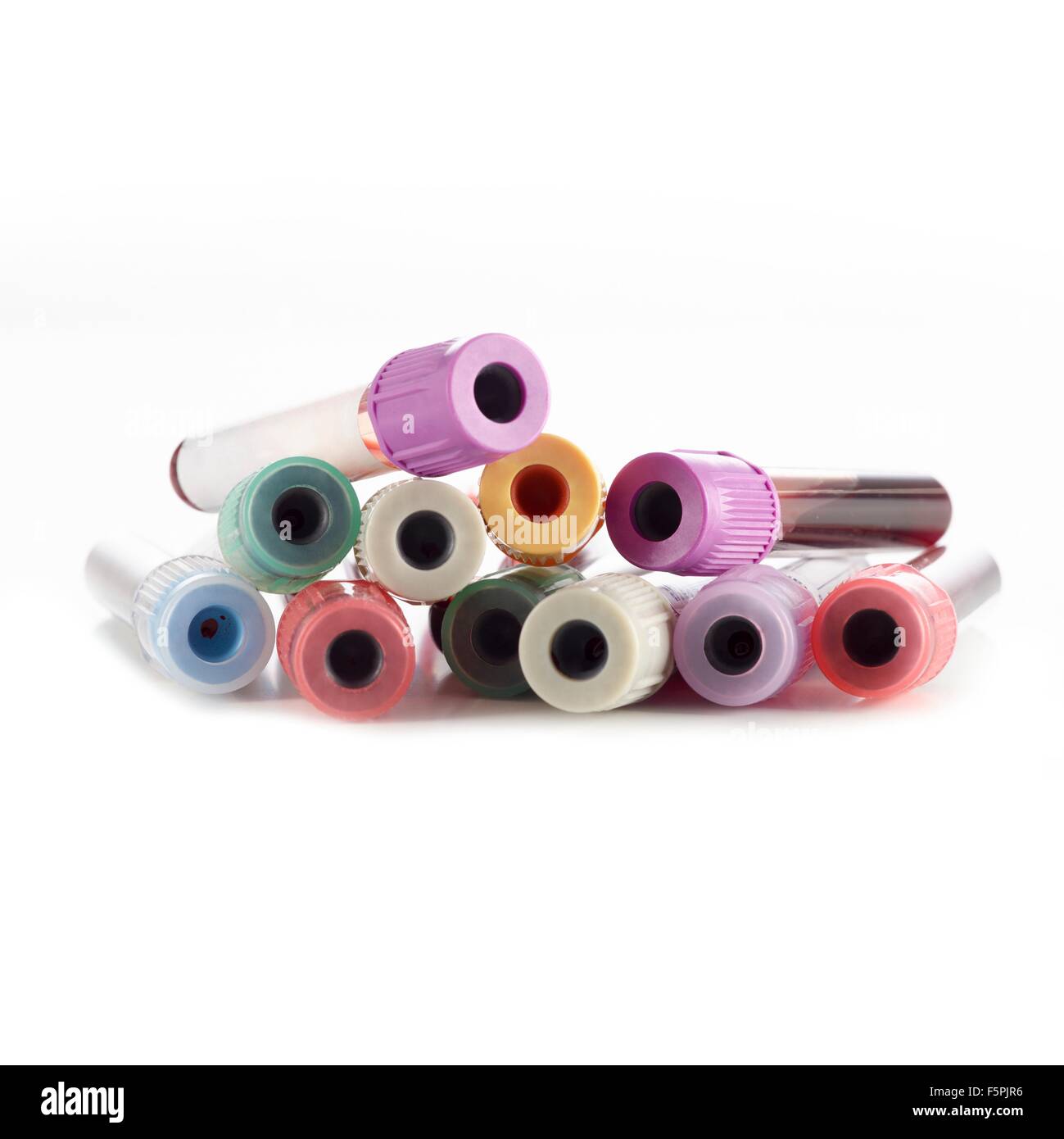 Blood collection tubes against a white background Stock Photo - Alamy
