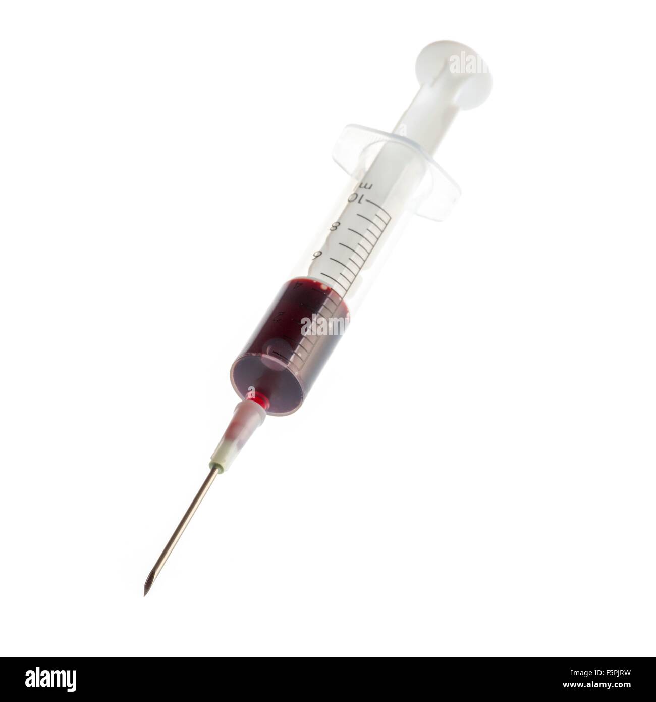 Syringe containing blood against a white background Stock Photo - Alamy