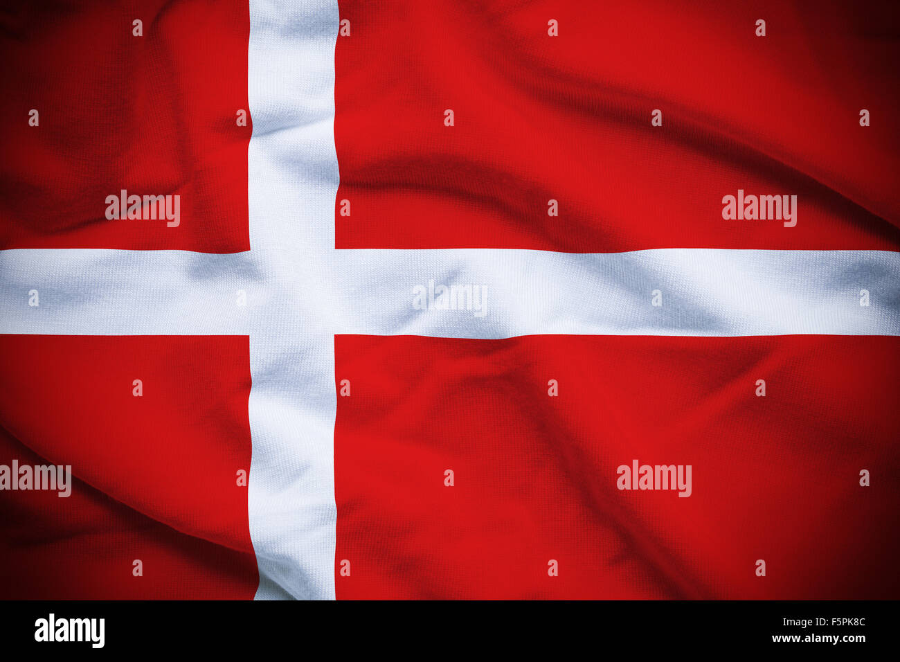 Wavy and rippled national flag of Denmark background Stock Photo - Alamy
