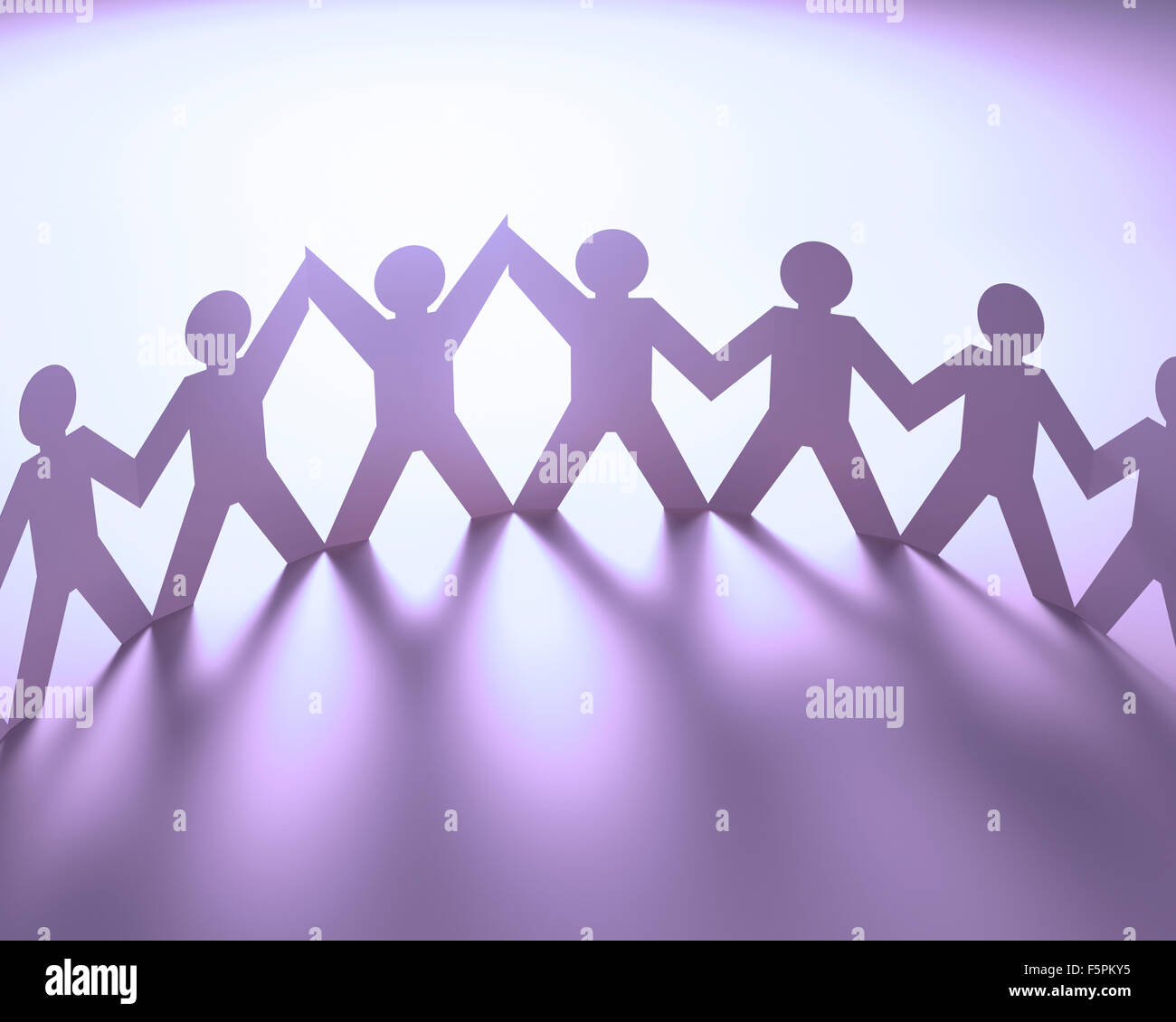 Paper people in a row, illustration Stock Photo - Alamy