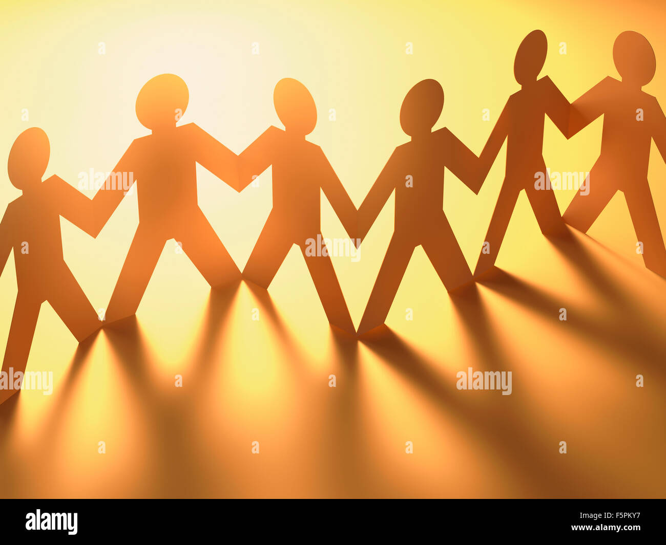Paper people in a row, illustration Stock Photo - Alamy