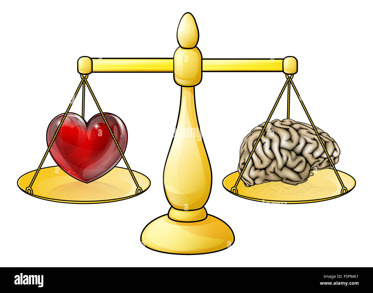 A heart and brain symbols on a scales concept for following logic or ...