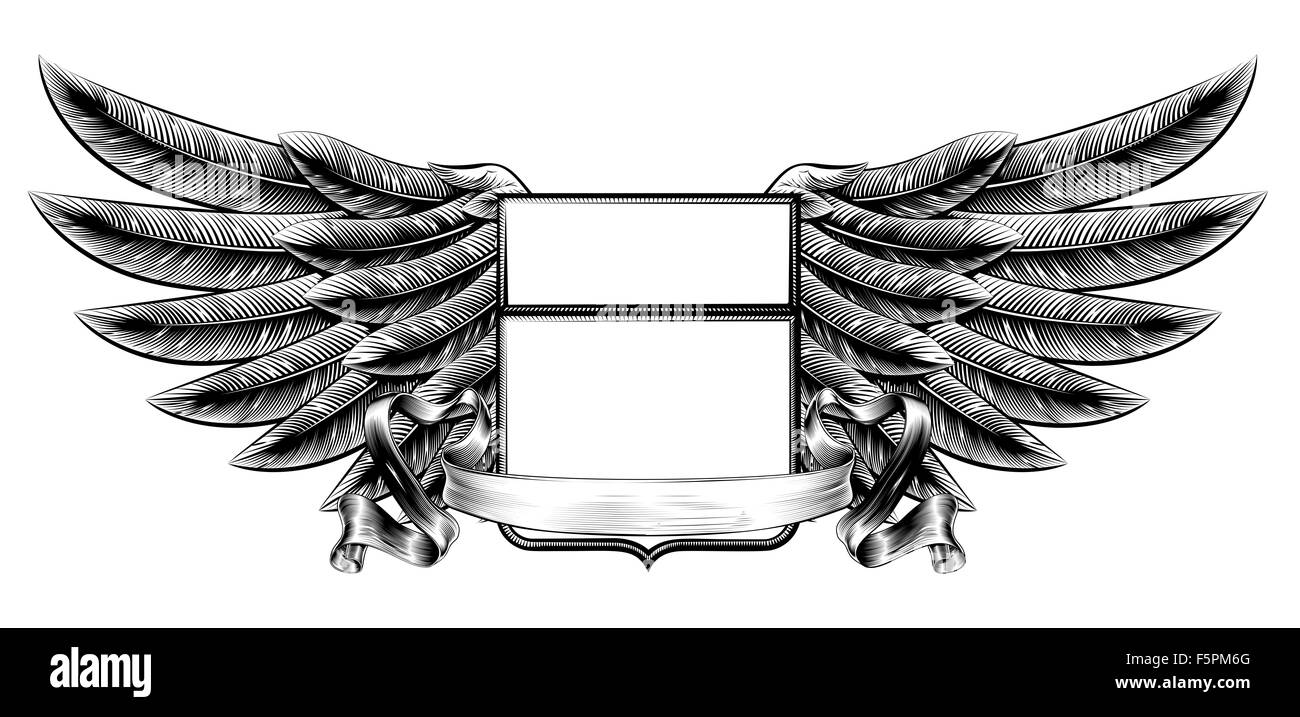 Winged Scroll Banner Vector