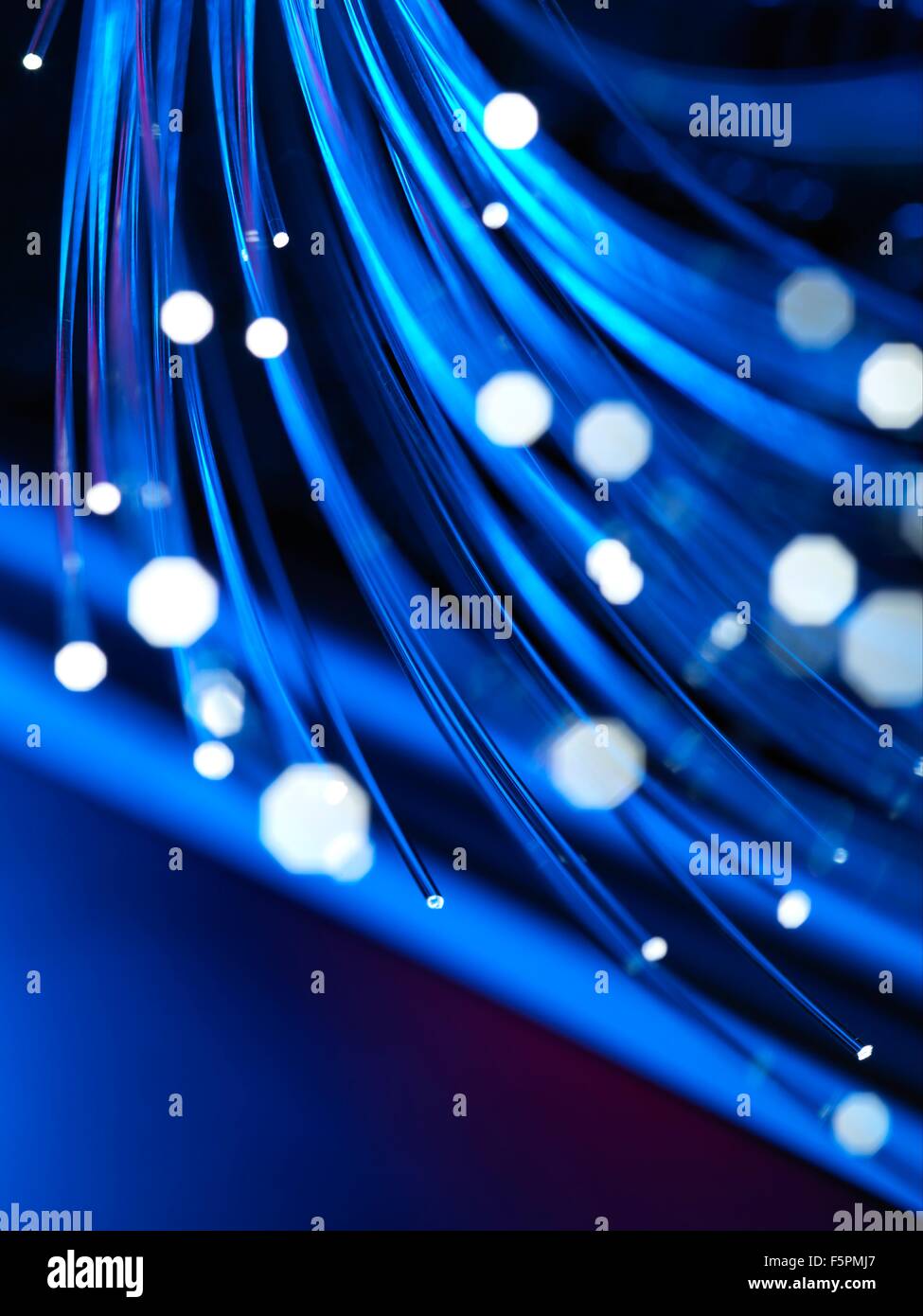 PROPERTY RELEASED. Fibre optics shooting out of a computer screen Stock ...