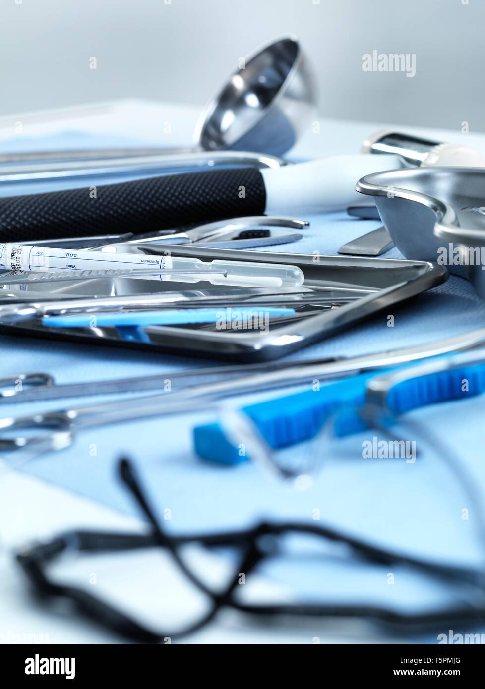 PROPERTY RELEASED. Pathology equipment laid out ready for a medical ...